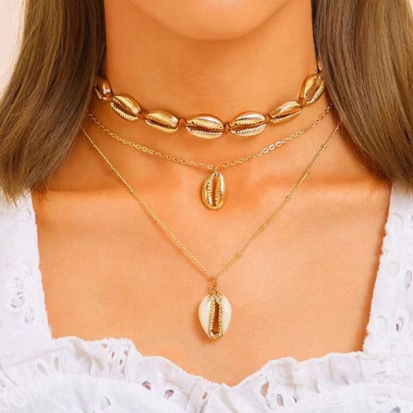 Jewelry | New Gold Triple Strand Shell Choker Necklace | Poshmark